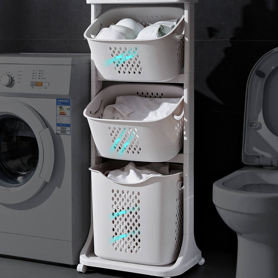 Panier à linge 3 compartiments superposés amovibles • Le Comptoir du Panier