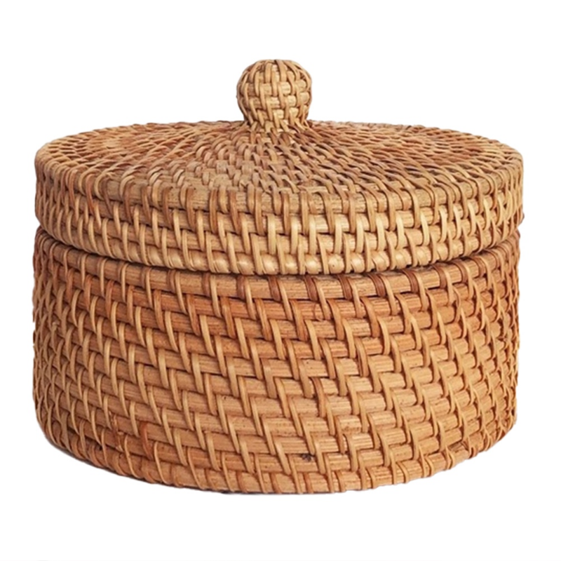 Panier de rangement en rotin avec couvercle • Le Comptoir du Panier